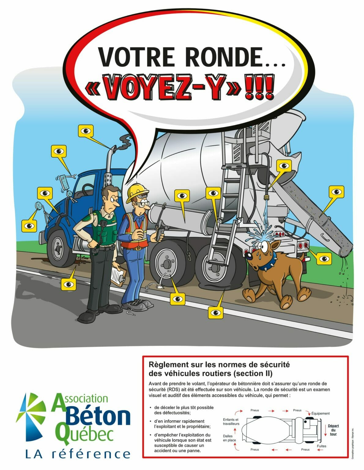 Affiche humoristique - Votre ronde ... "voyez-y"!!! - Association béton ...